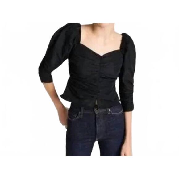Something Navy | Tops | New Something Navy Ruched Puff Shoulder Blouse ...